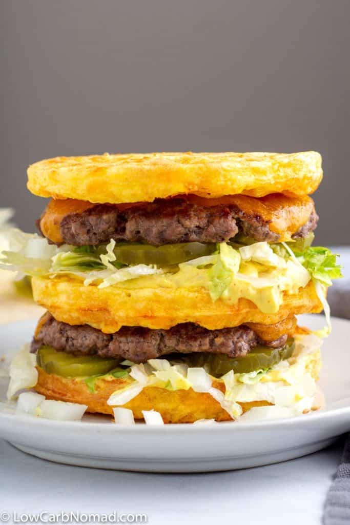 Keto Big Mac Chaffle Burger Recipe • Low Carb Nomad