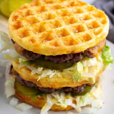 Keto Big Mac Chaffle Burger Recipe • Low Carb Nomad