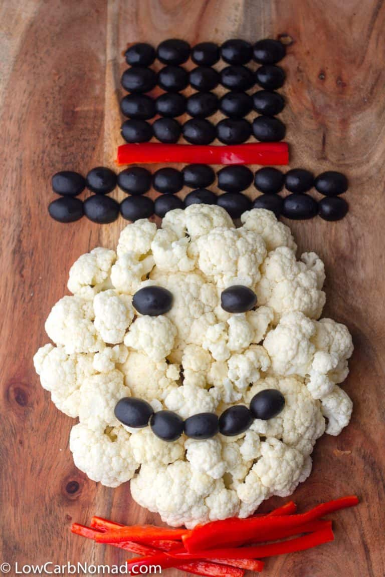 Snowman Veggie Tray - Easy Low Carb Veggie Tray • Low Carb Nomad
