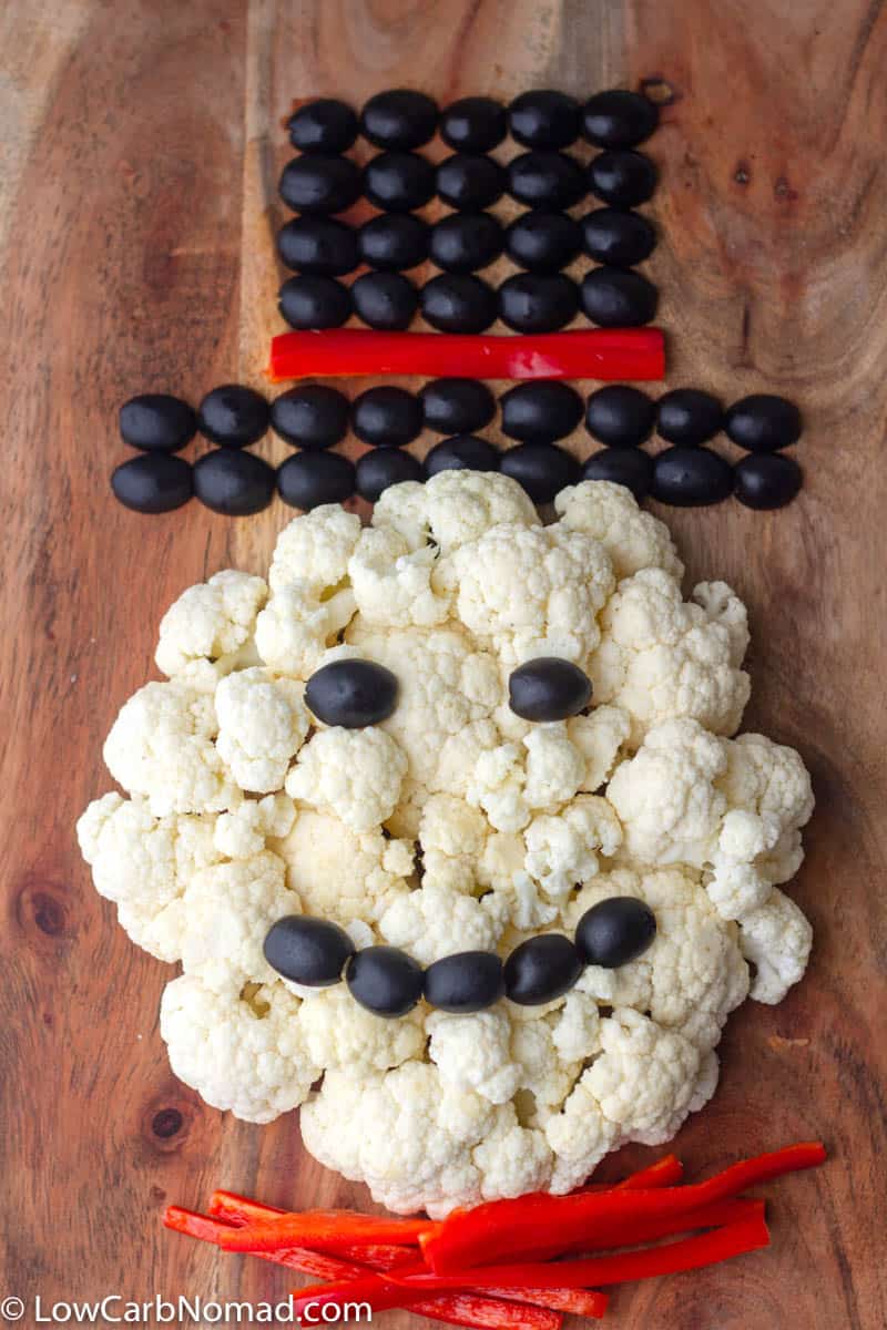 Snowman Veggie Tray - Easy Low Carb Veggie Tray • Low Carb Nomad