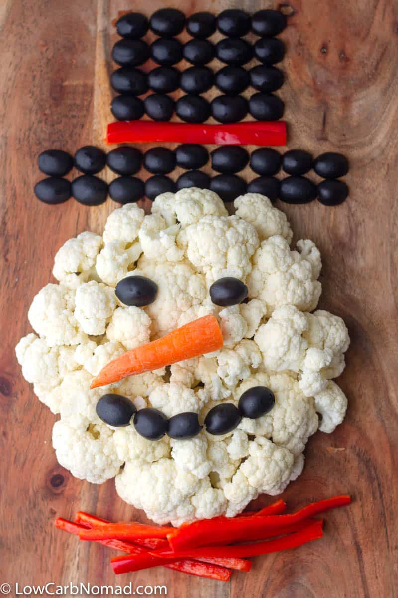 Snowman Veggie Tray - Easy Low Carb Veggie Tray • Low Carb Nomad