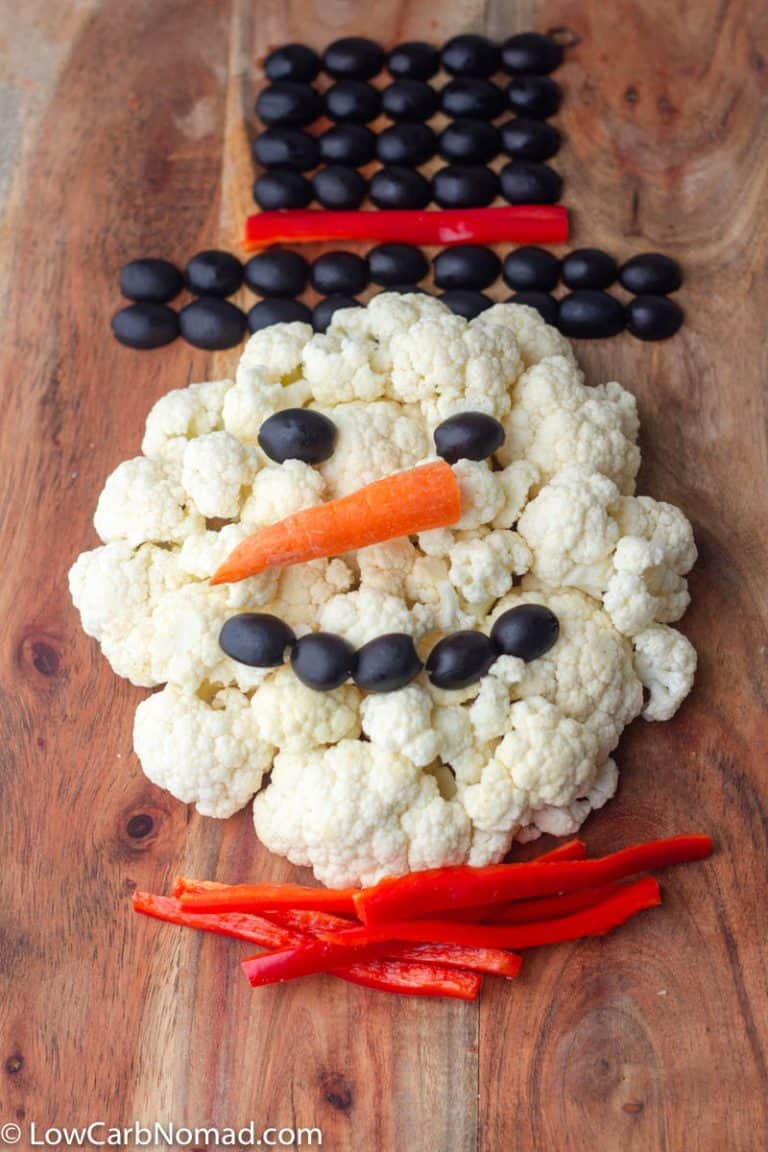 Snowman Veggie Tray - Easy Low Carb Veggie Tray • Low Carb Nomad