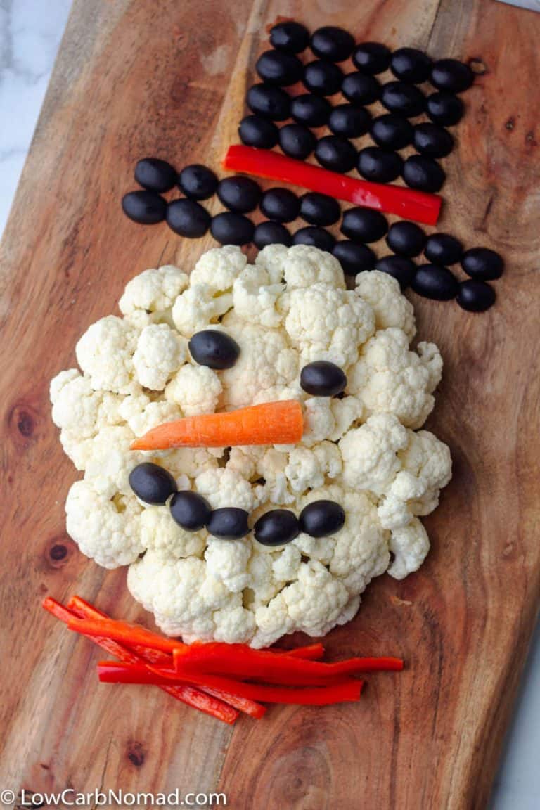 Snowman Veggie Tray - Easy Low Carb Veggie Tray • Low Carb Nomad